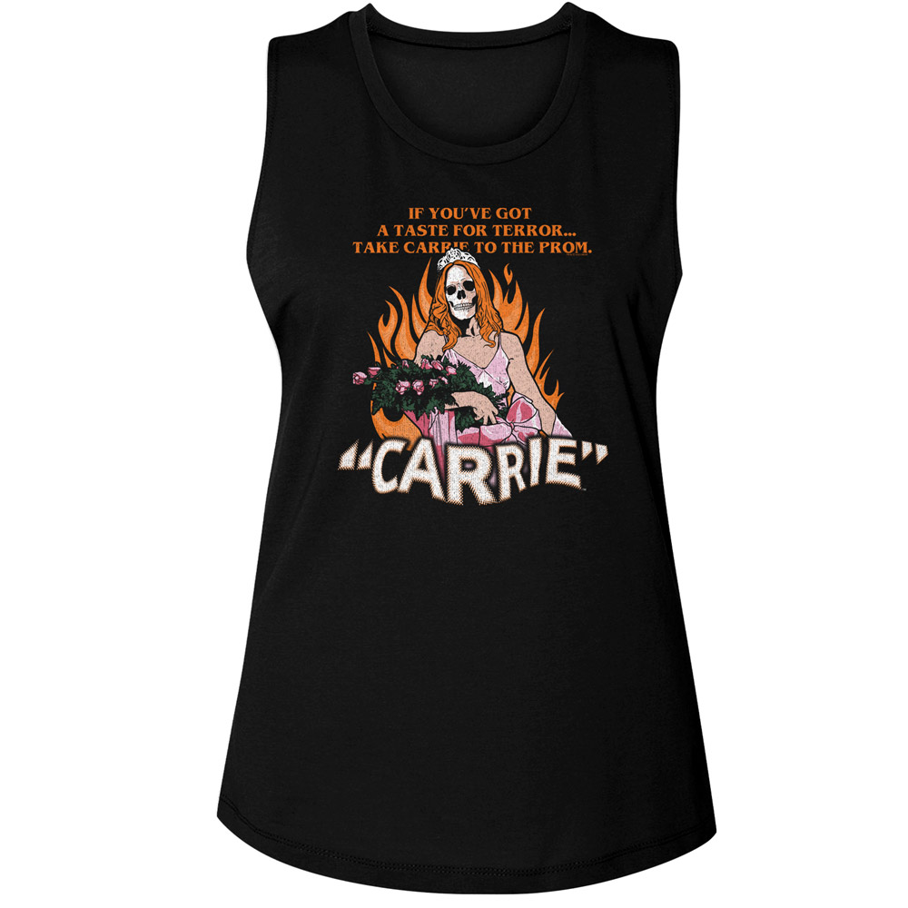Carrie Prom Fire Ladies Sleeveless Muscle Black Tank Top | eBay